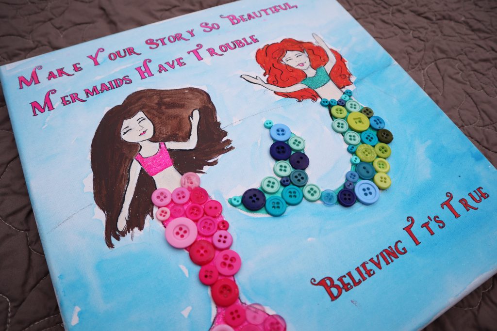 How to Make an Easy Mermaid Art Canvas With Buttons and Your Cricut ...