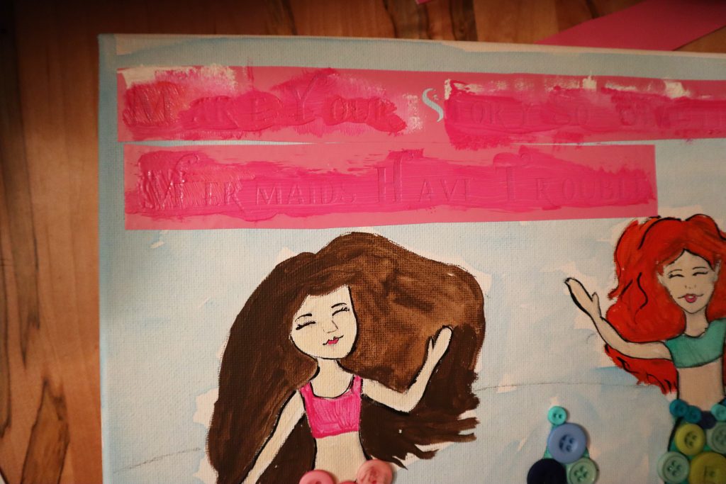 How to Make an Easy Mermaid Art Canvas With Buttons and Your Cricut ...