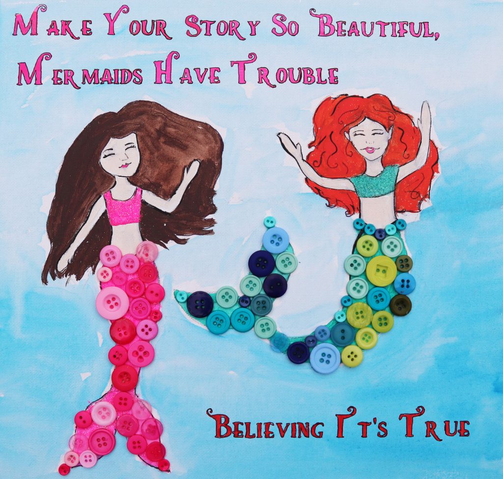 How to Make an Easy Mermaid Art Canvas With Buttons and Your Cricut ...