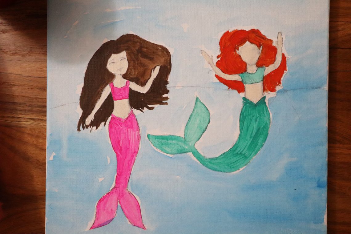 How to Make an Easy Mermaid Art Canvas With Buttons and Your Cricut ...